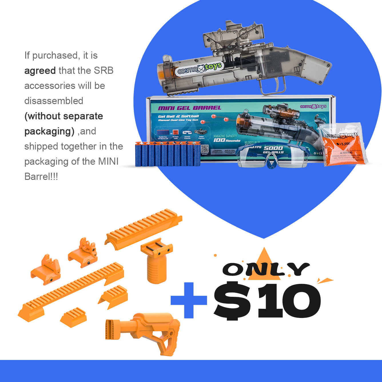 Tactical KIT for SplatRBall SRB400 and SRB400-SUB (Rear Stock+Mount+Si ...